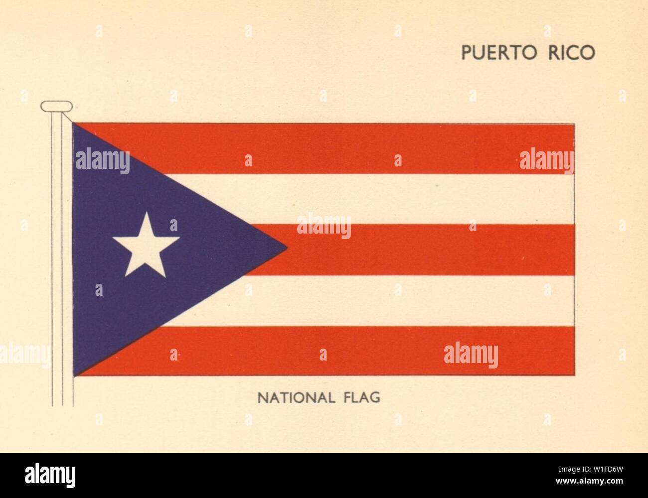 PUERTO RICO FLAGS. National Flag 1955 old vintage print picture Stock ...