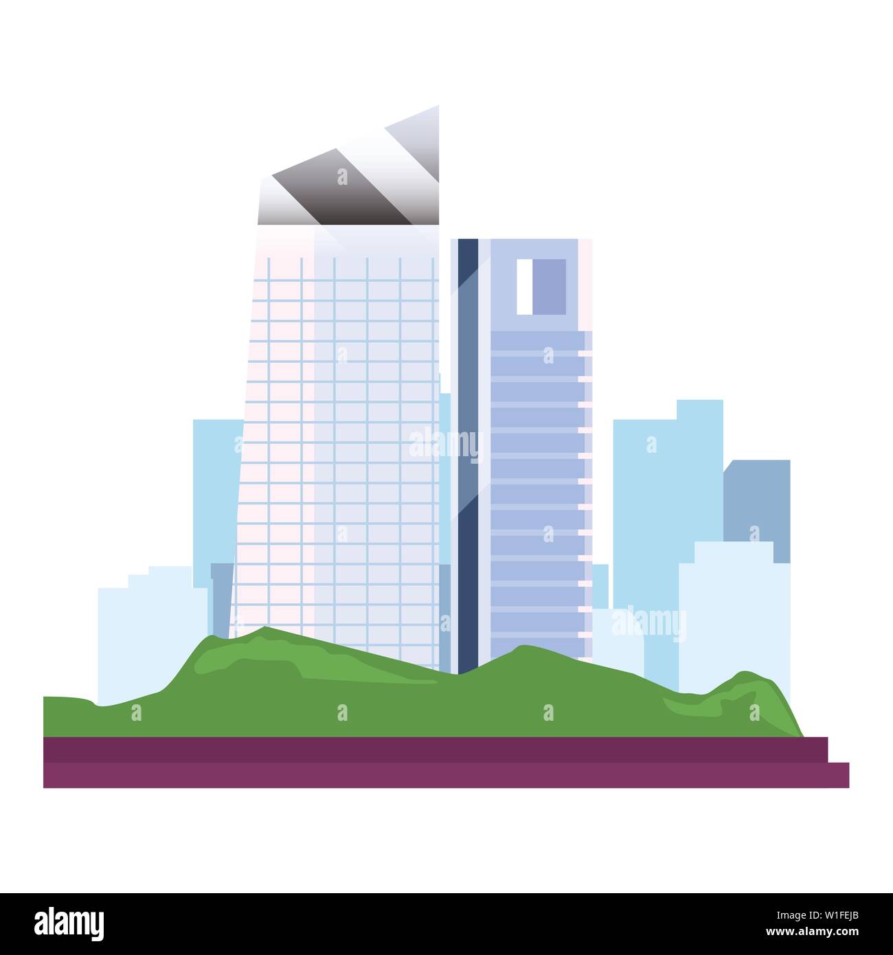 high building city towers park panorama vector illustration Stock ...
