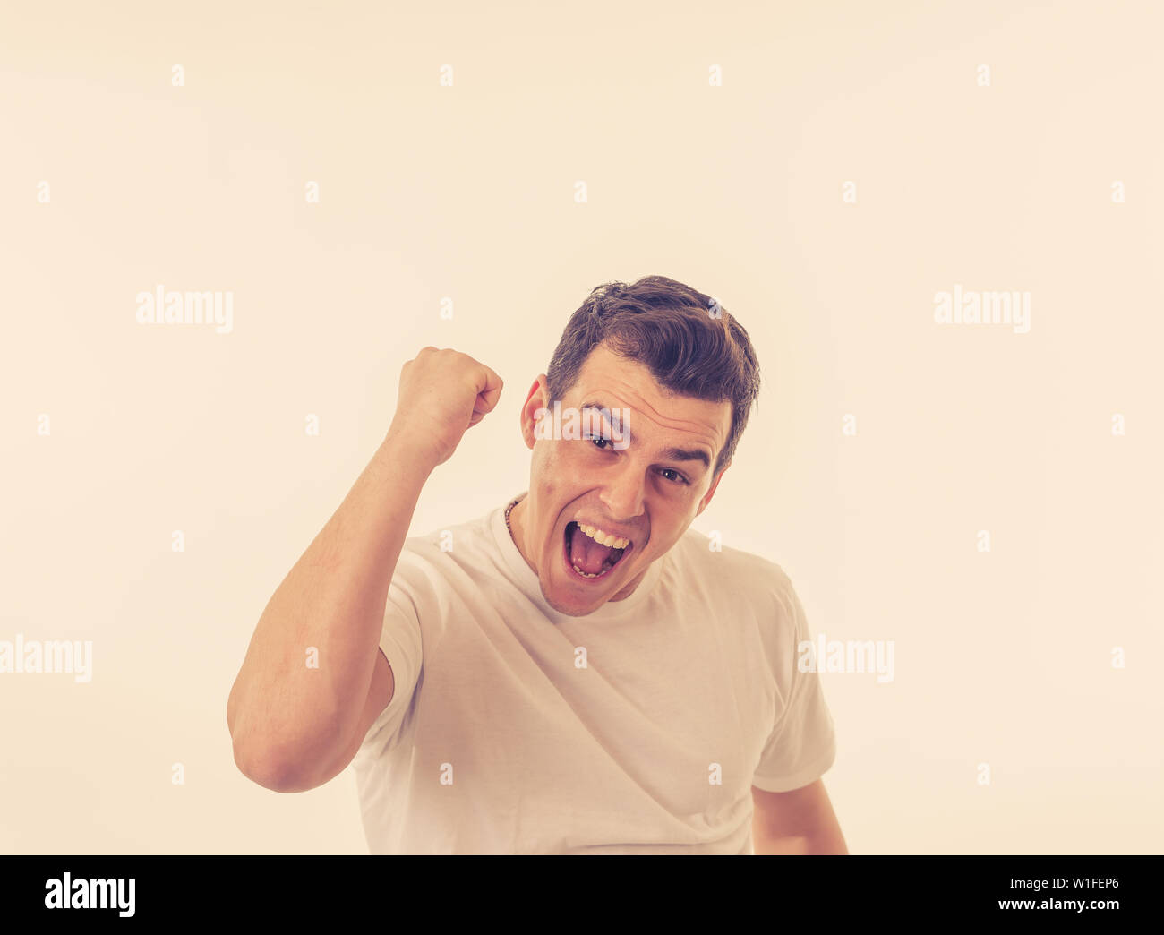 Portrait of Winning successful man celebrating being a winner and ...