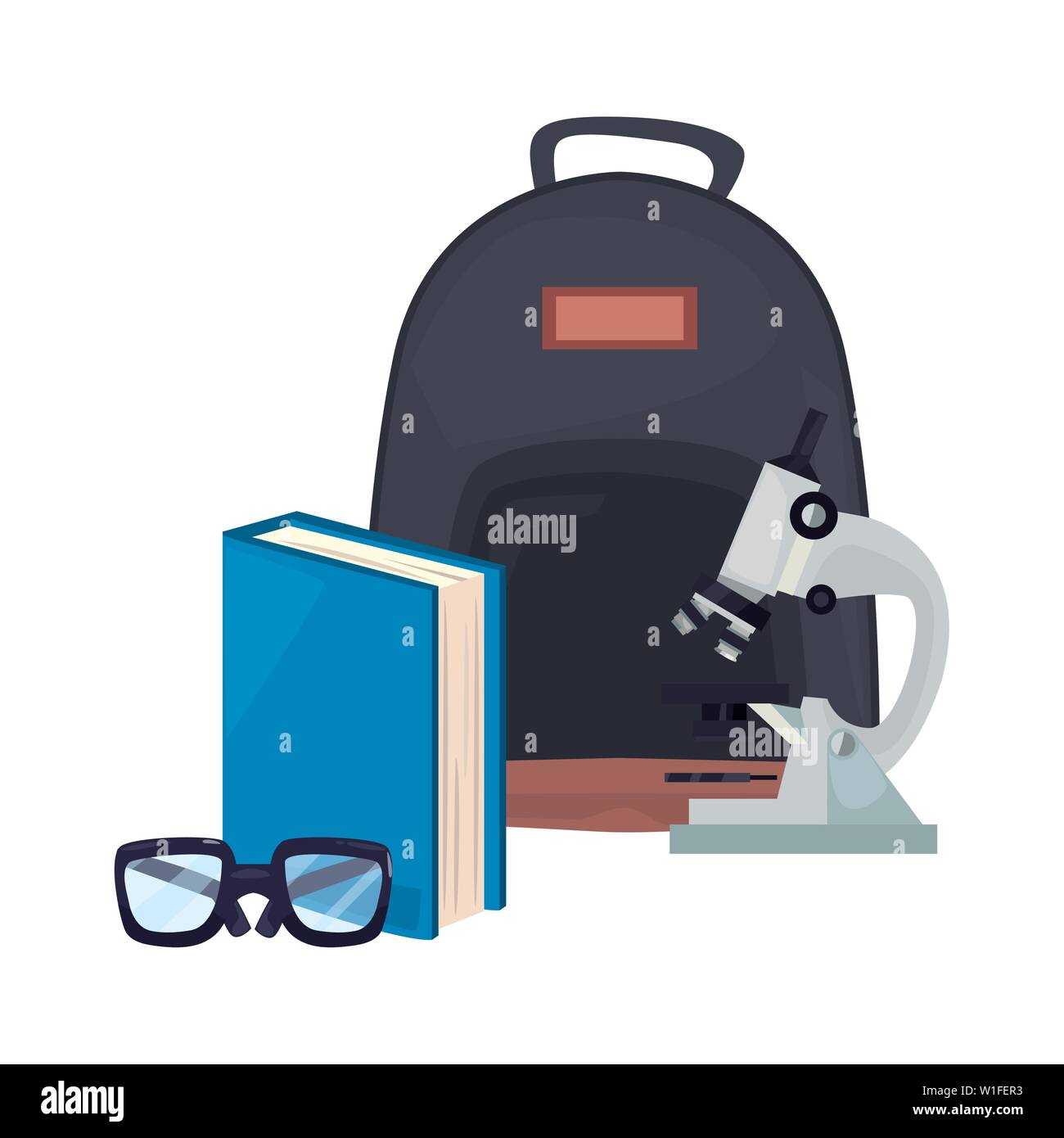 backpack microscope book glasses back to school vector illustration Stock Vector Image & Art - Alamy
