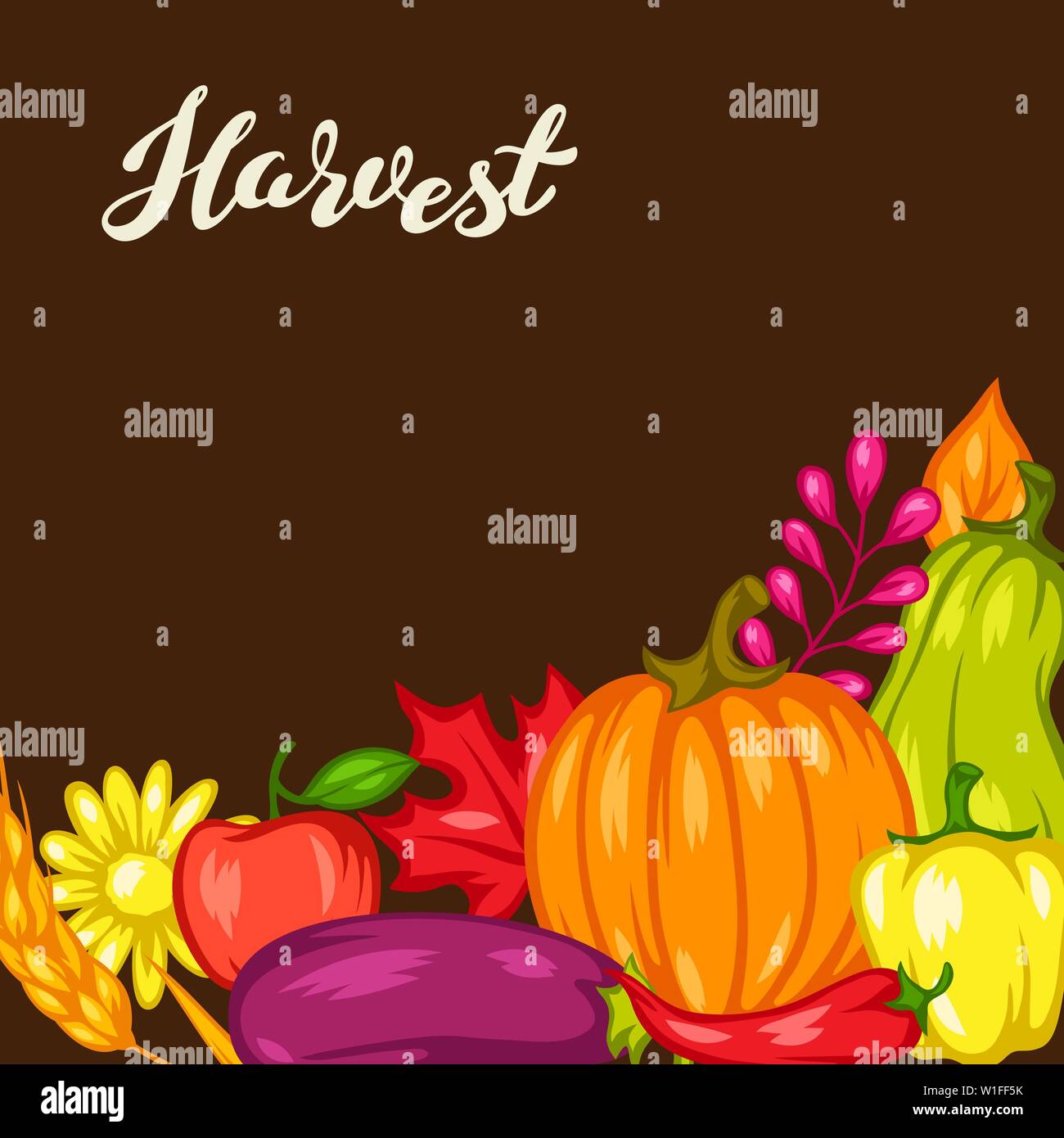 Harvest festival background with fruits and vegetables Stock Vector ...
