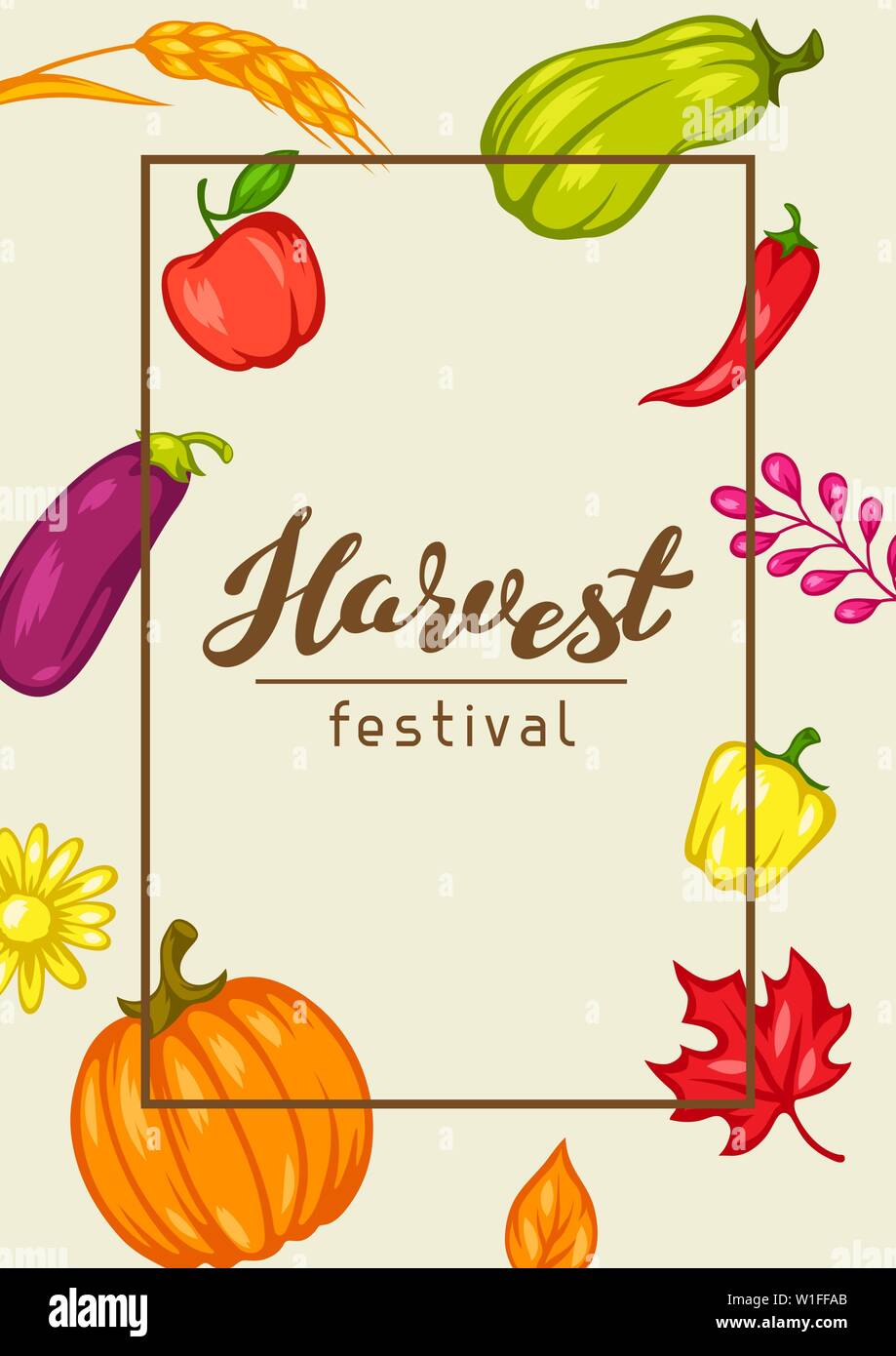 Harvest festival background with fruits and vegetables Stock Vector ...