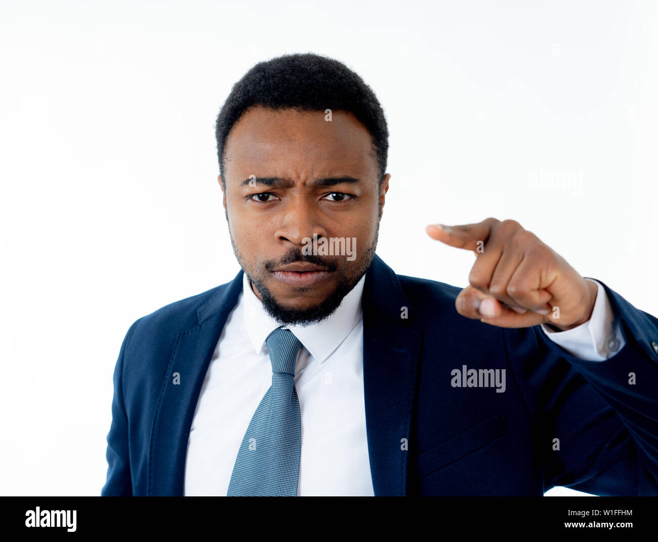 Attractive african american businessman boss furious with angry face ...