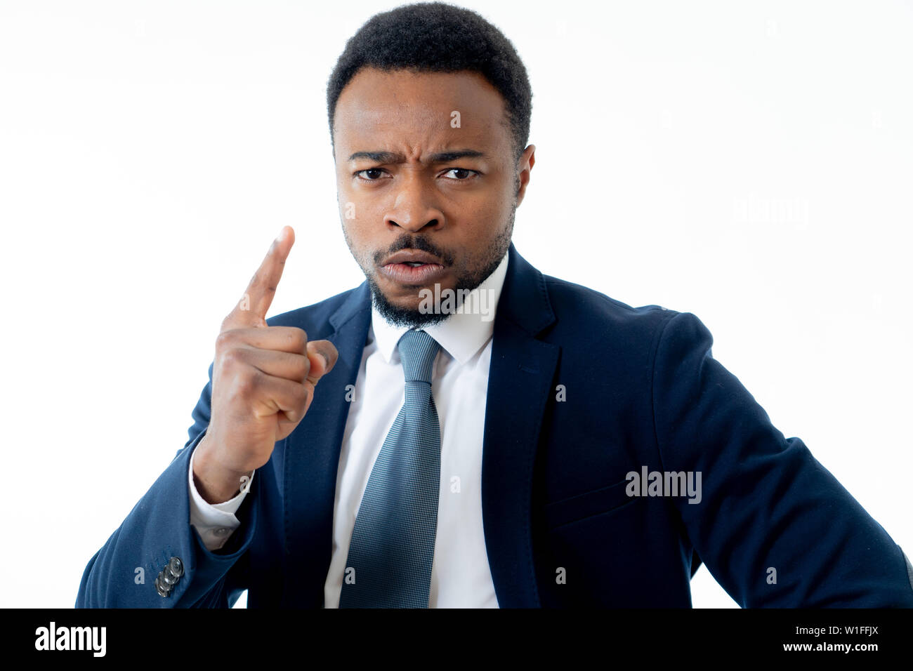 Attractive african american businessman boss furious with angry face ...