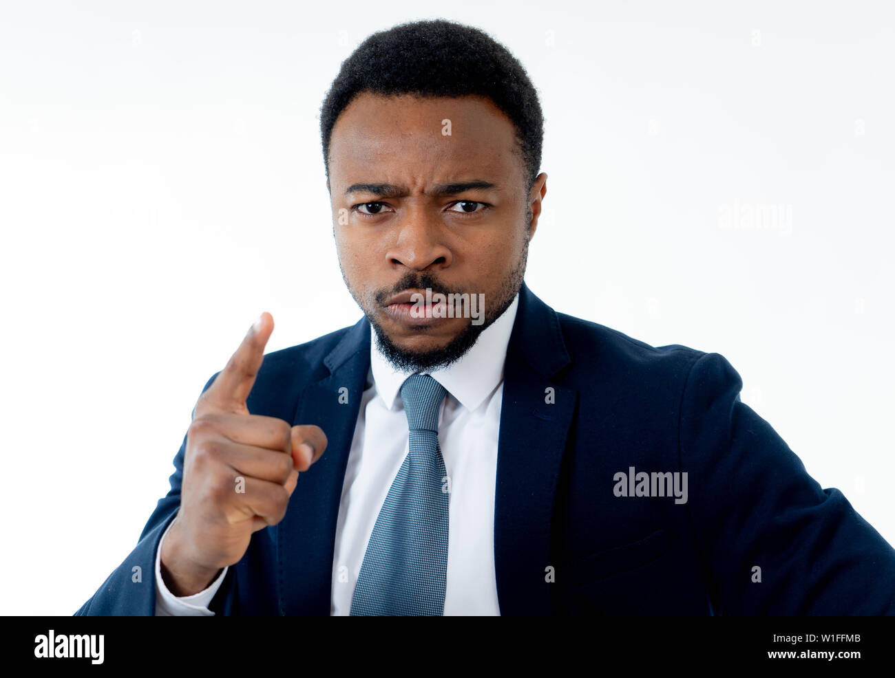Attractive african american businessman boss furious with angry face ...