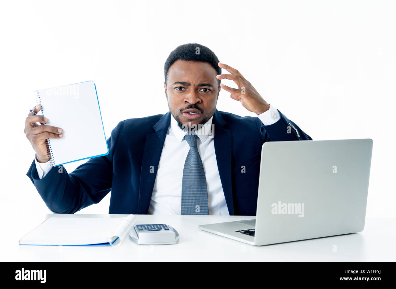 Angry and desperate african american entrepreneur businessman shouting ...