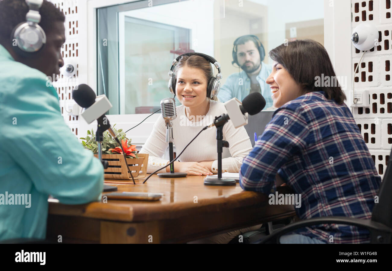 Young presenters of different nationalities in sound broadcasting ...