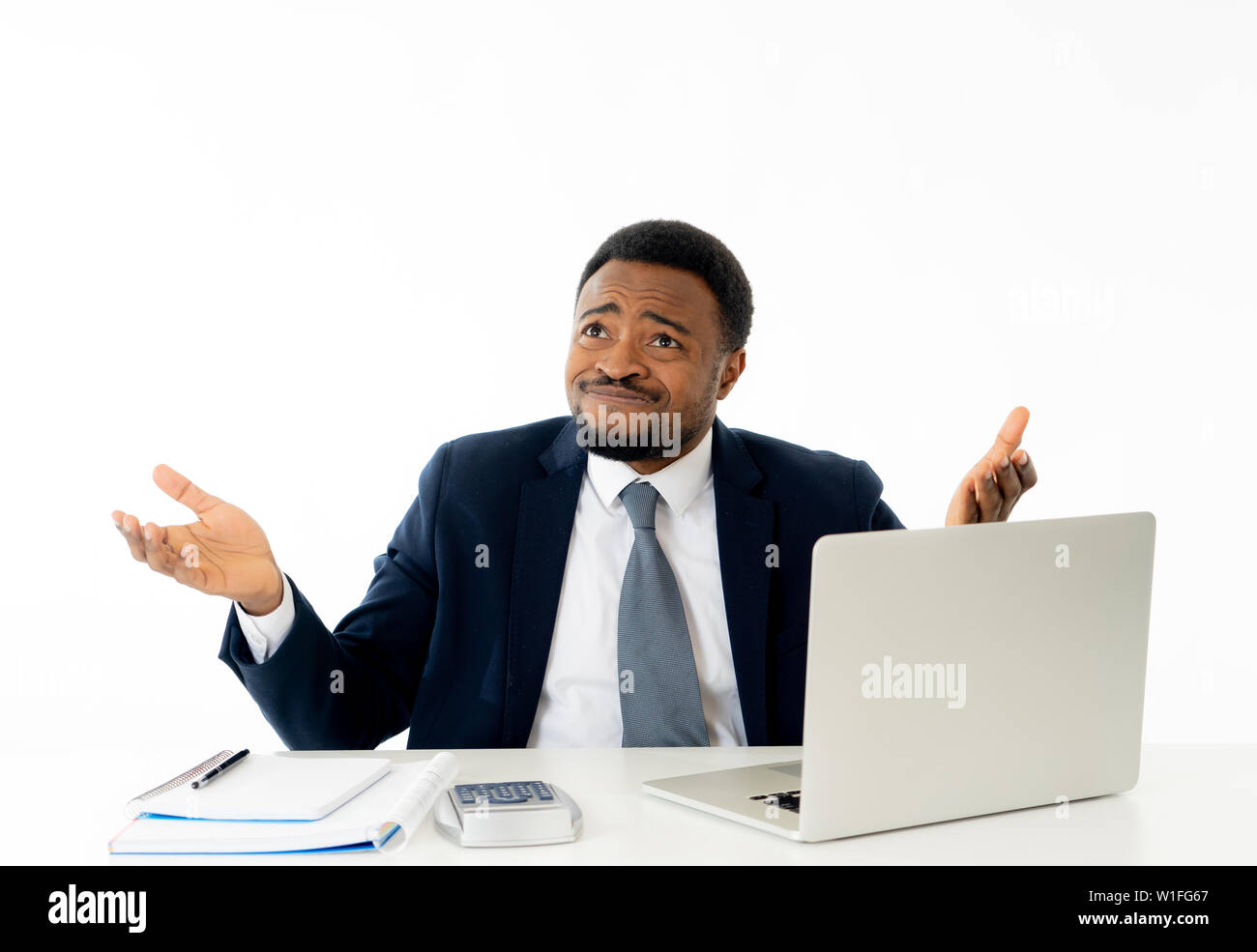 Angry and desperate african american entrepreneur businessman shouting ...