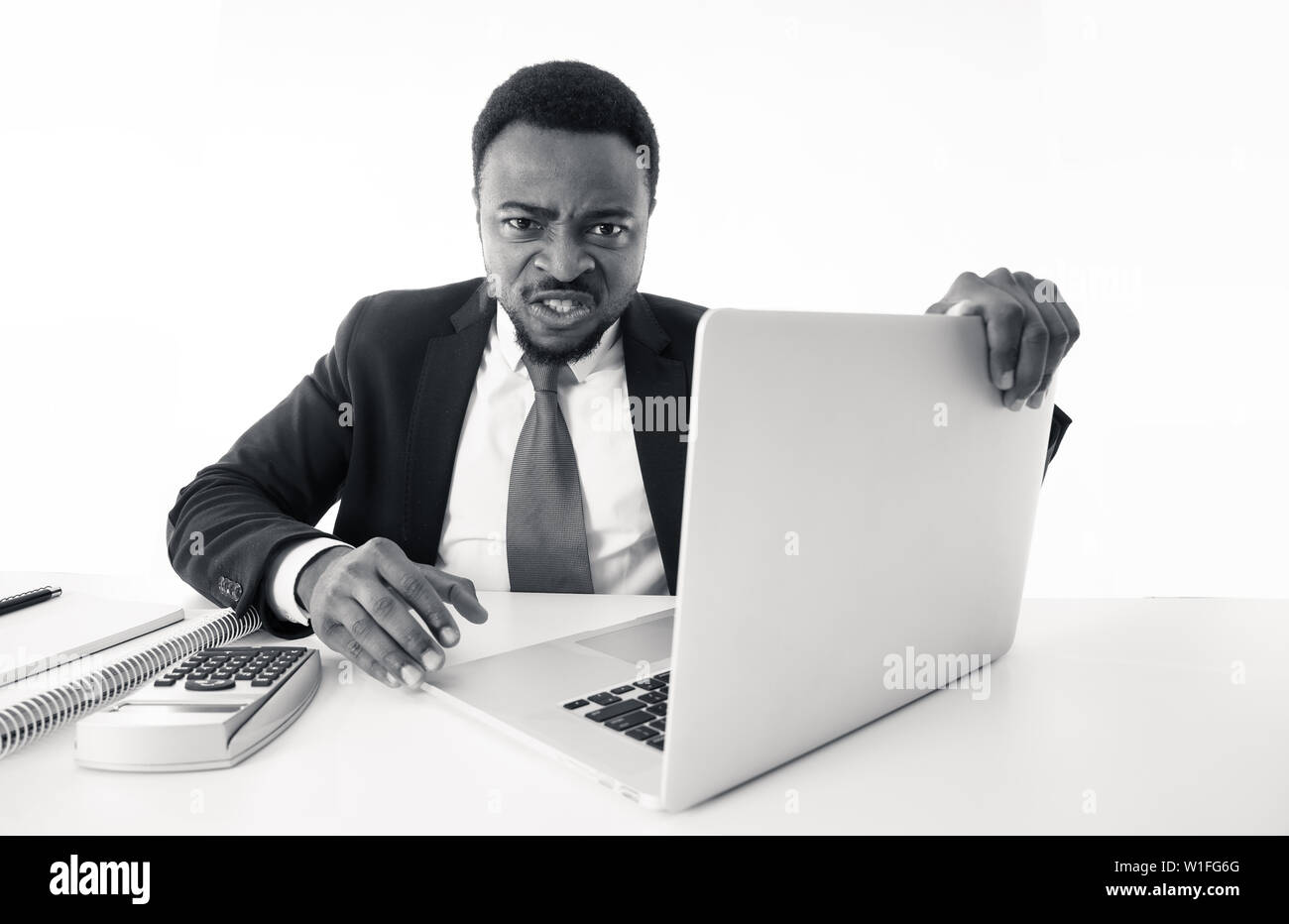 Angry and desperate african american entrepreneur businessman shouting ...