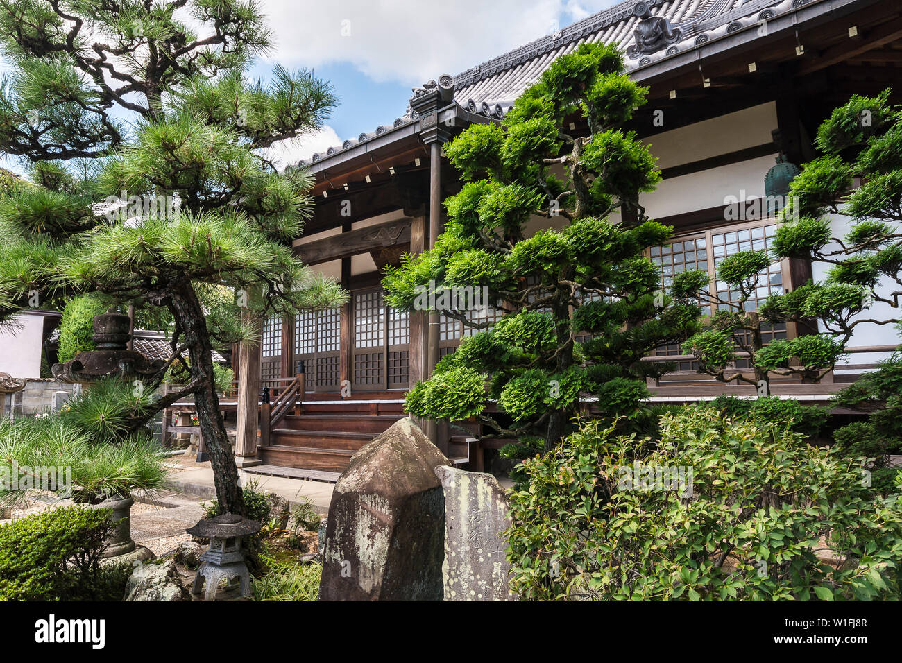 bonsai building garden tree house Stock Photo - Alamy