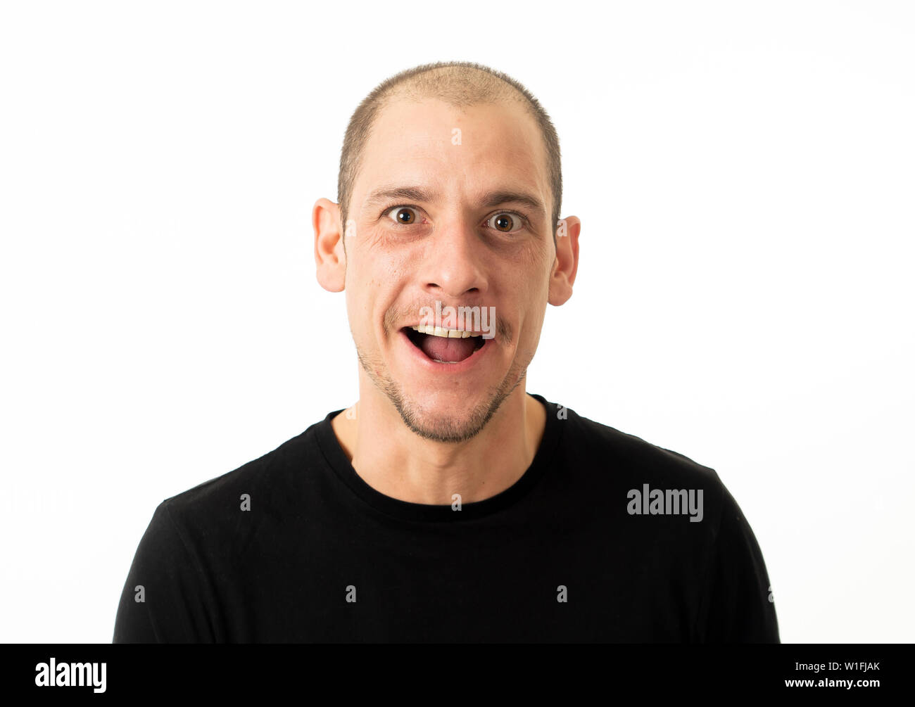 Human emotions and facial expressions. Close up of smiling and laughing ...