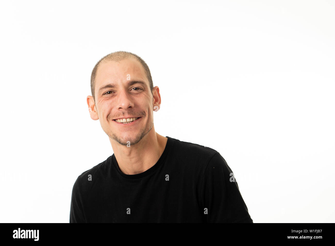 Human emotions and facial expressions. Close up of smiling and laughing ...