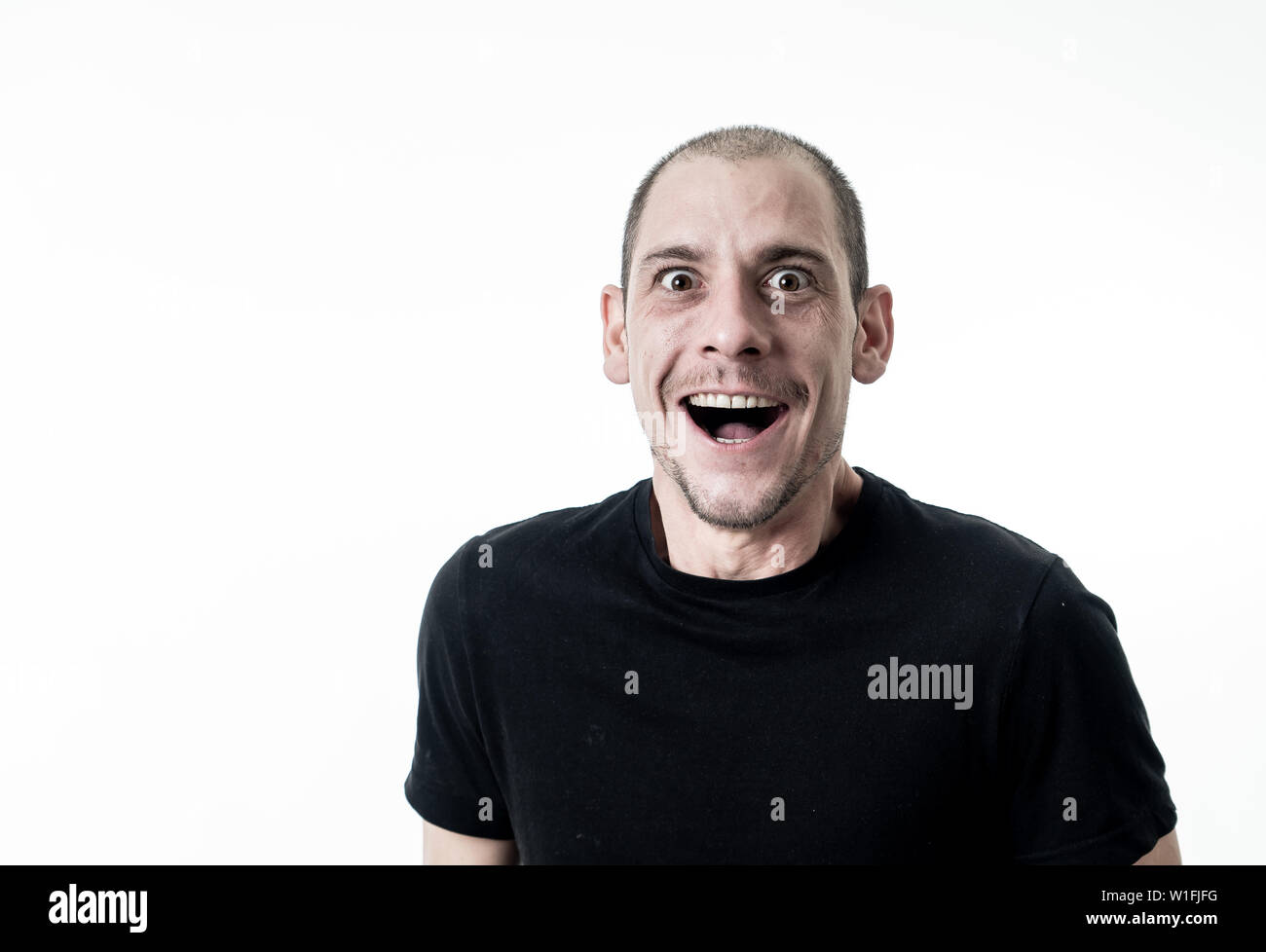 Happy face and facial expressions. Close up portrait of cheerful ...