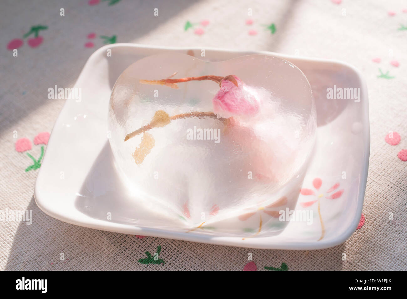 My wife's handmade Sakura Pudding. Beautiful and tasty! Stock Photo - Alamy