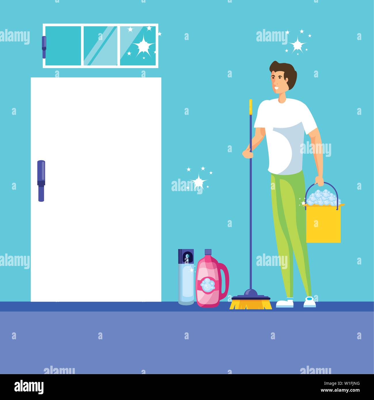 housekeeping worker avatar character vector illustration design Stock ...