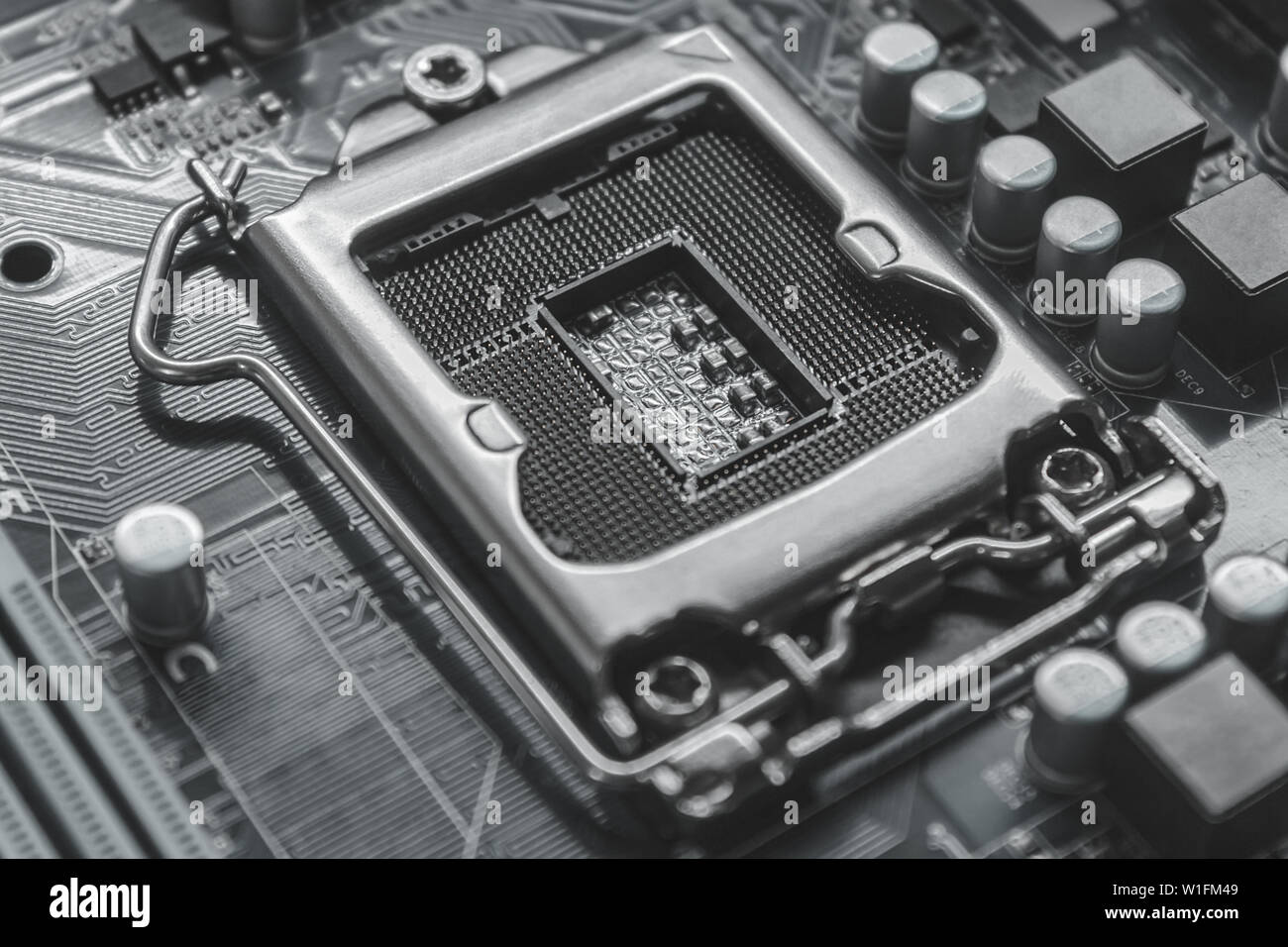 Socket motherboard in black and white photo Stock Photo - Alamy
