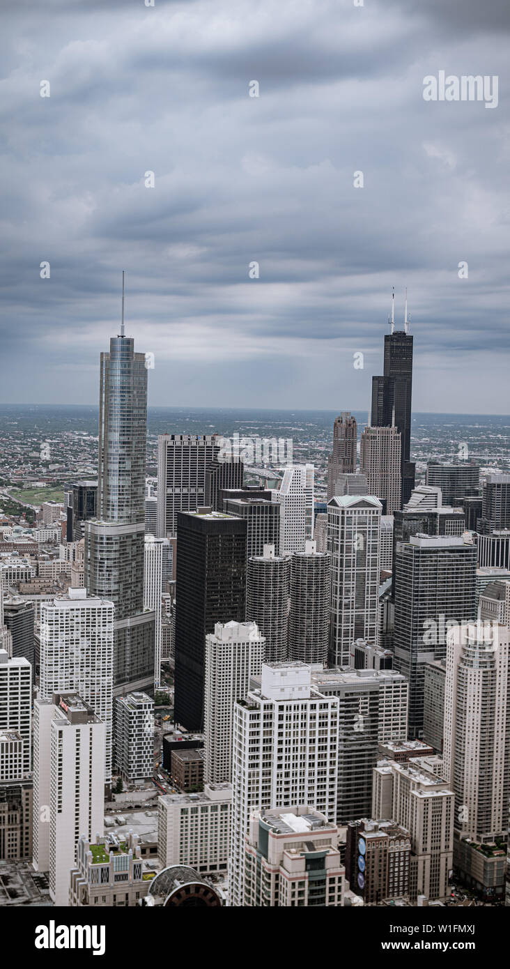 High Rise buildings of Chicago - aerial view Stock Photo - Alamy