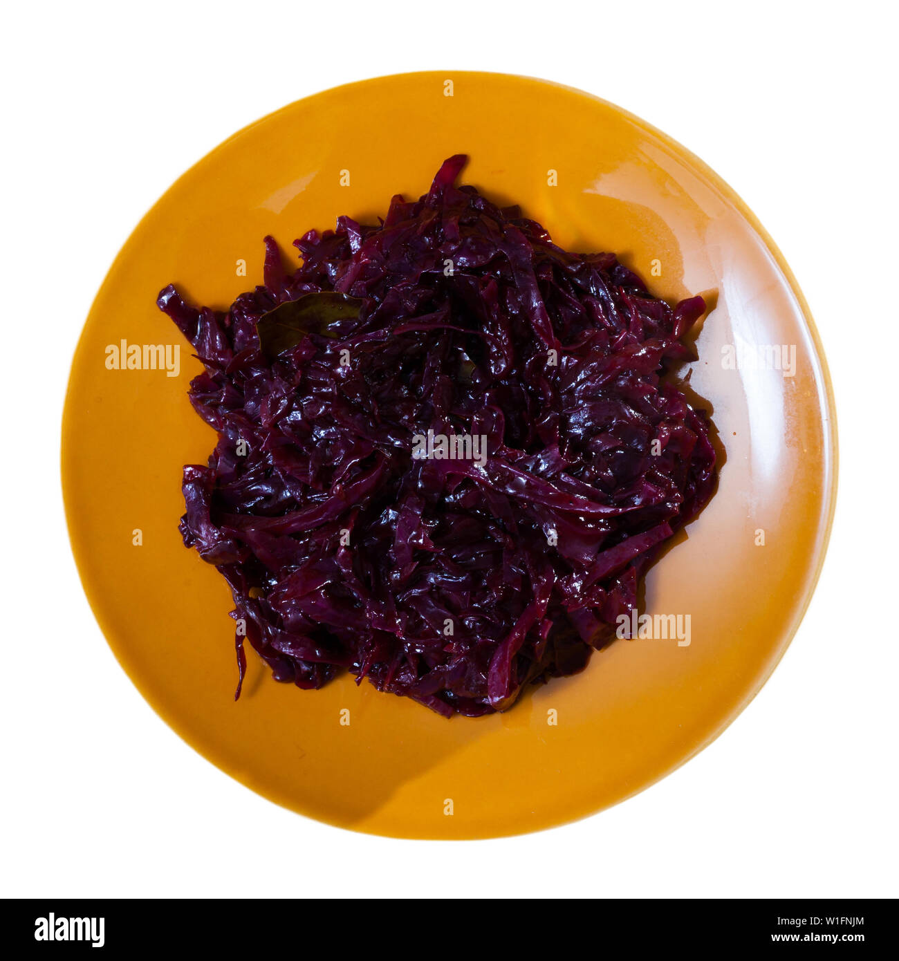 Vegetarian food, plate of braised red cabbage. Isolated over white ...