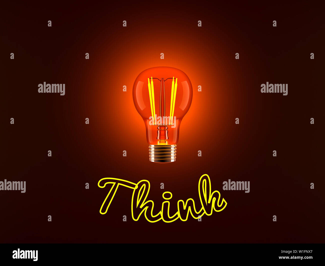 Conceptual 3D rendered illustration of a shining light bulb and the ...