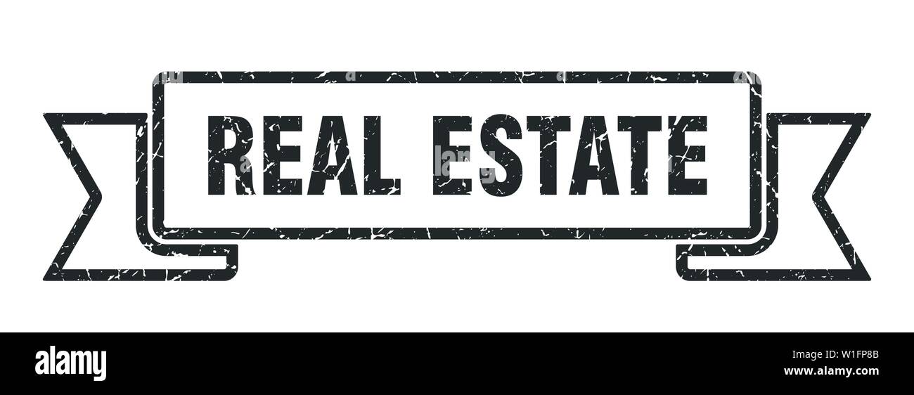 real estate grunge ribbon. real estate sign. real estate banner Stock ...