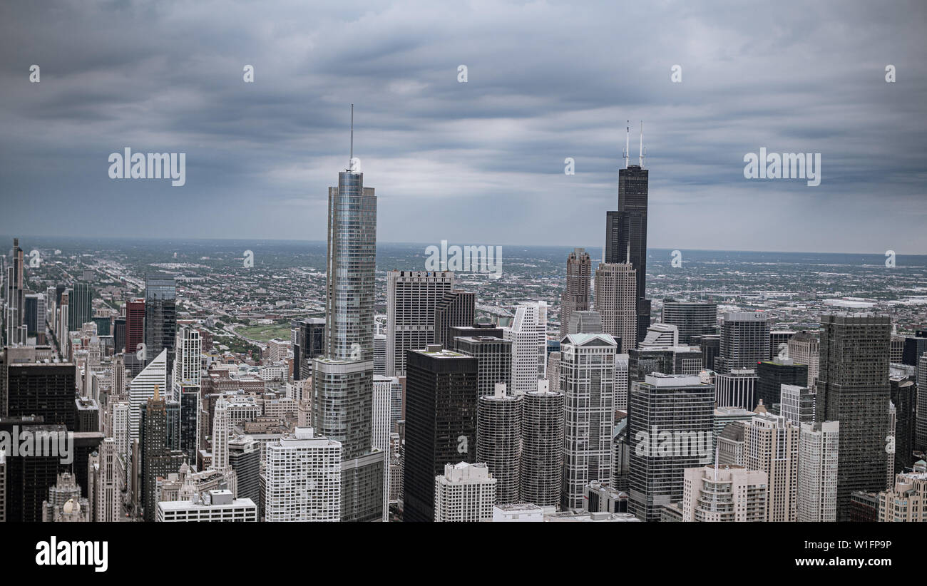 High Rise buildings of Chicago - aerial view Stock Photo - Alamy