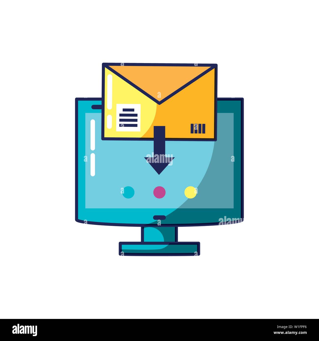 computer monitor device with envelope vector illustration design Stock ...
