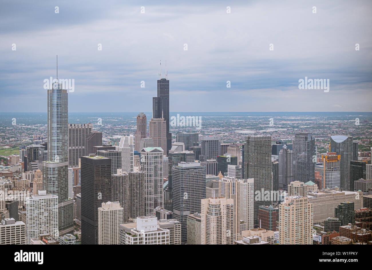 High Rise buildings of Chicago - aerial view Stock Photo - Alamy