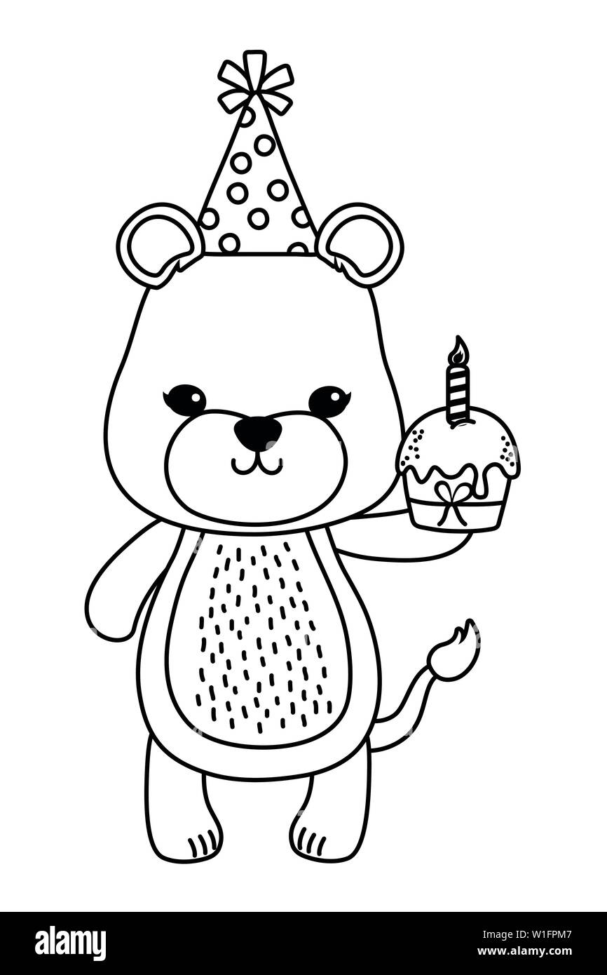 Lioness cartoon design, Animal happy birthday celebration decoration ...