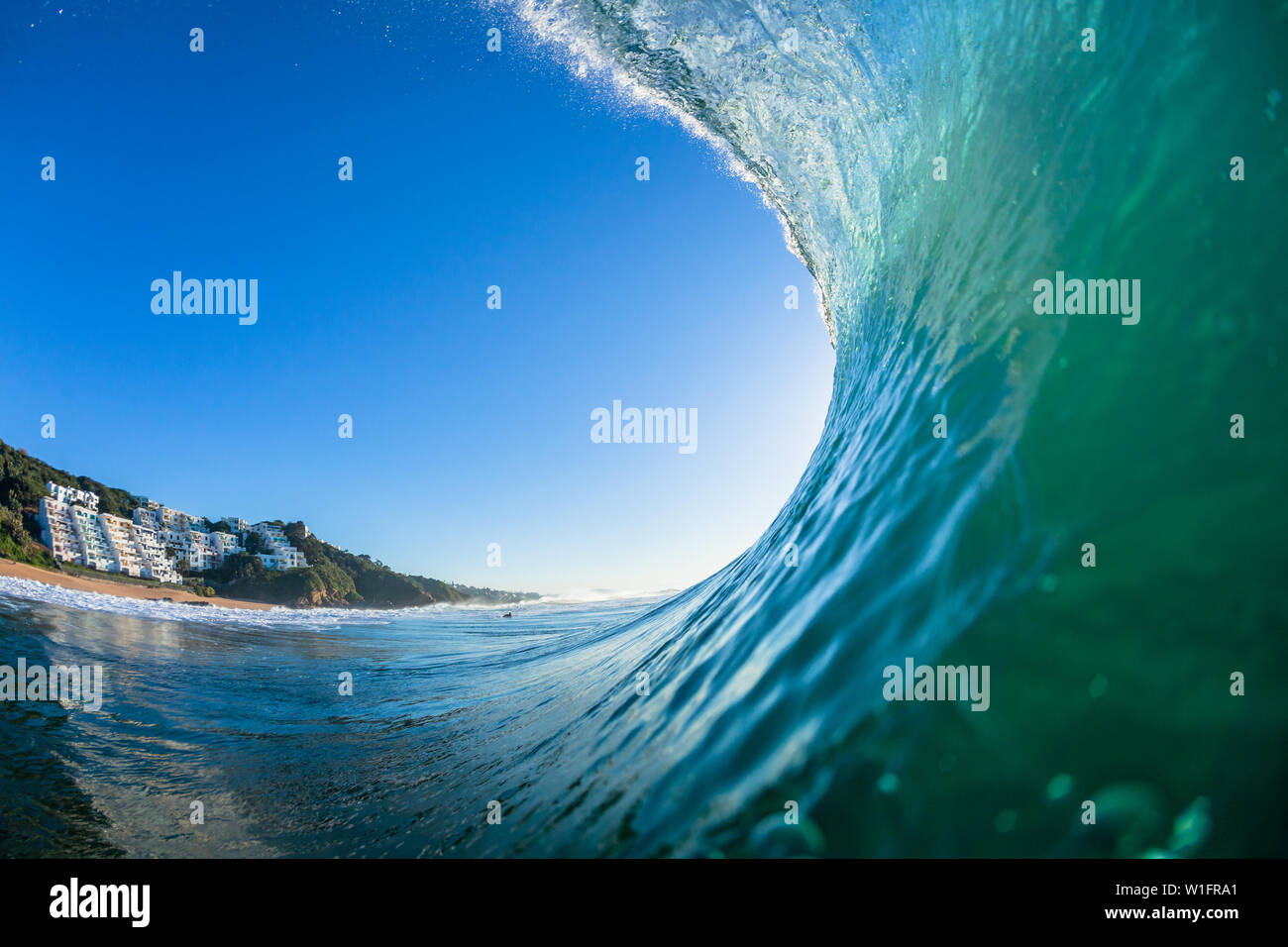 Ocean wave hollow swimming water photo of Surfer tube ride perspective ...
