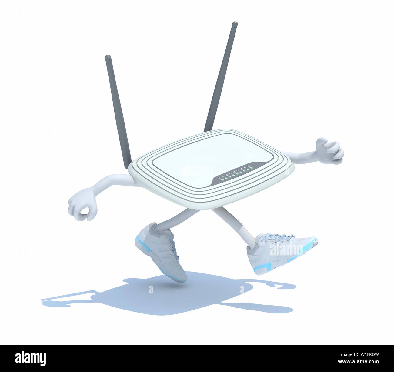 modem-router with arms, legs that run, fast internet connection 3d ...