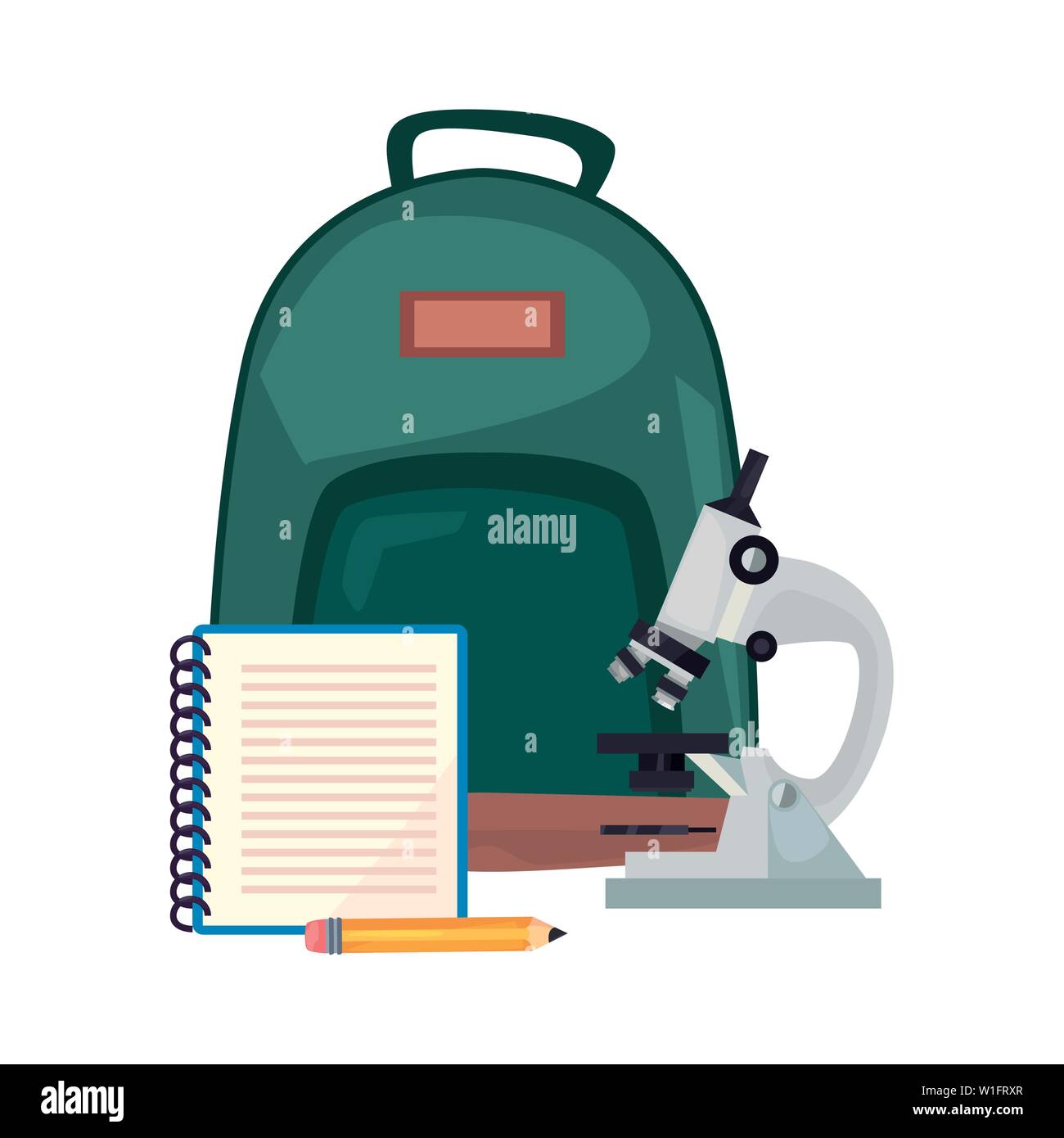 backpack notebook pencil microscope back to school vector illustration Stock Vector Image & Art ...