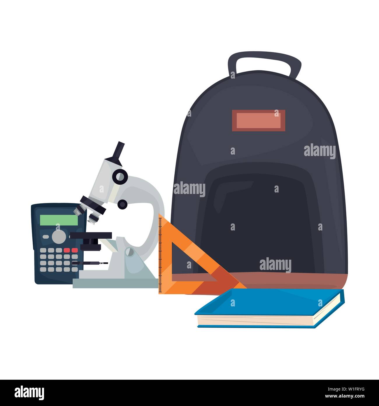 backpack microscope book calculator back to school vector illustration Stock Vector Image & Art ...