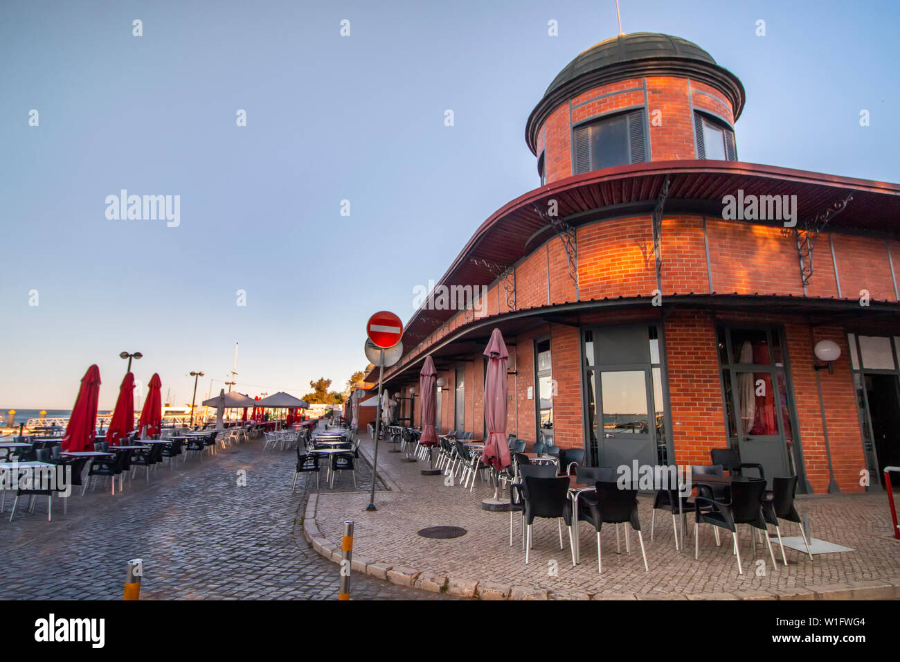 View of the famous grocery and fish market of the city of Olhao ...