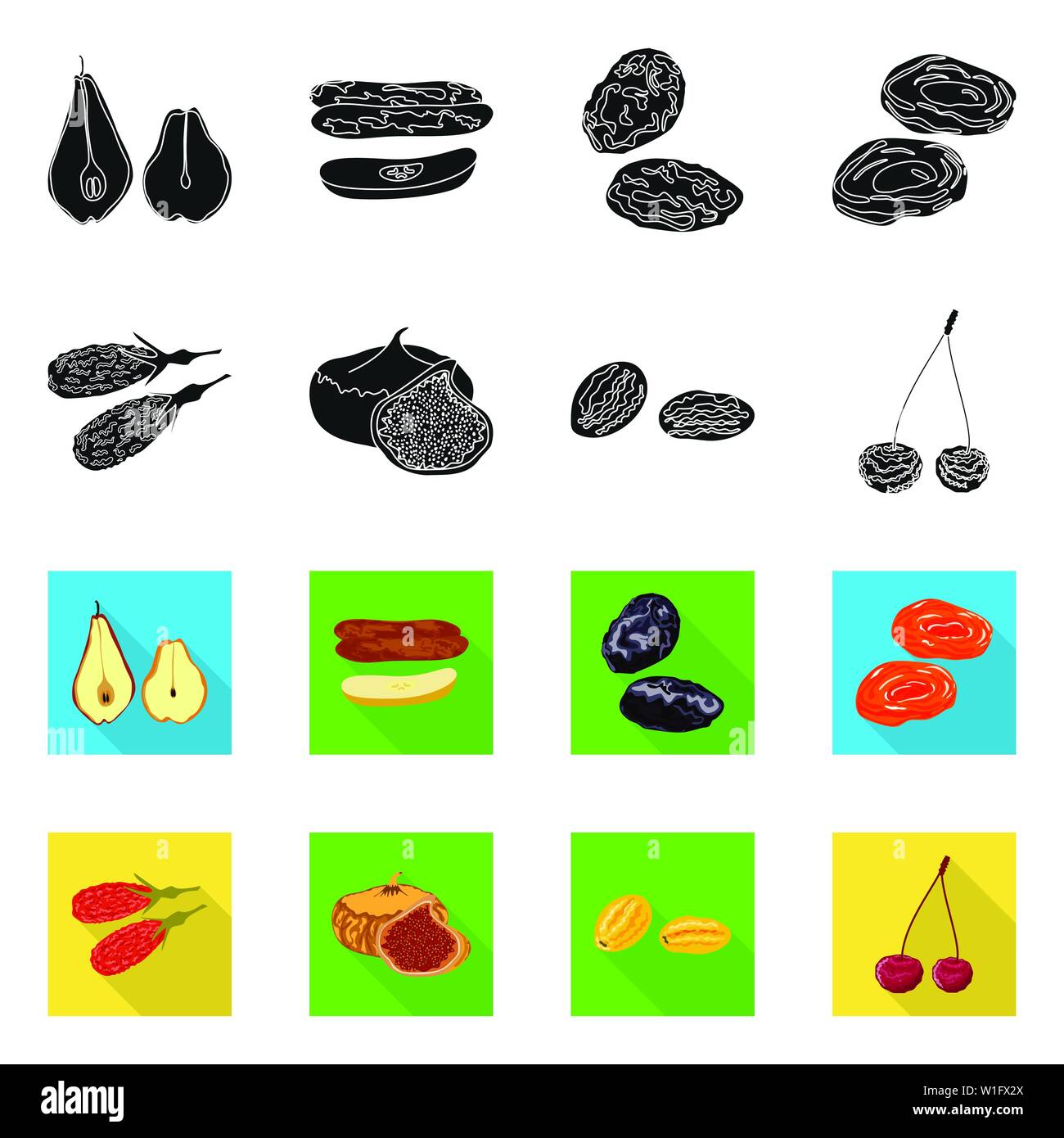 Vector design of food and raw sign. Set of food and nature stock vector ...