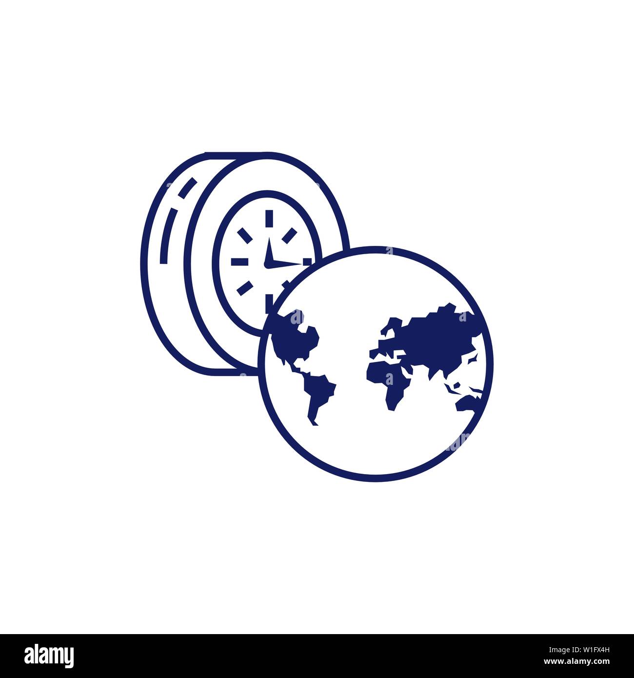 world planet earth with clock time vector illustration design Stock ...