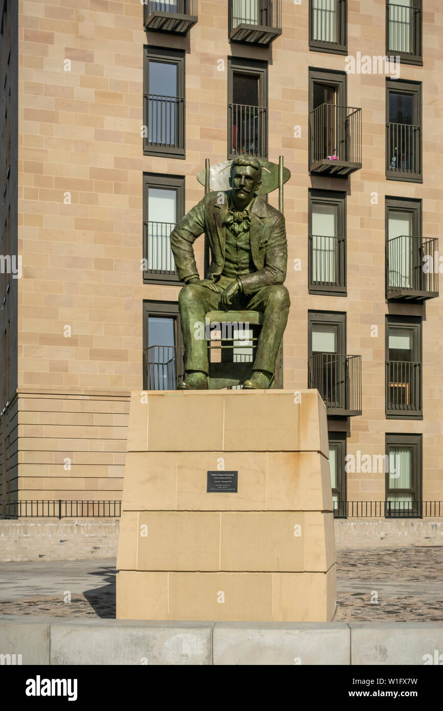 Bronze statue of Charles Rennie Macintosh (2018, Andy Scott) in the ...