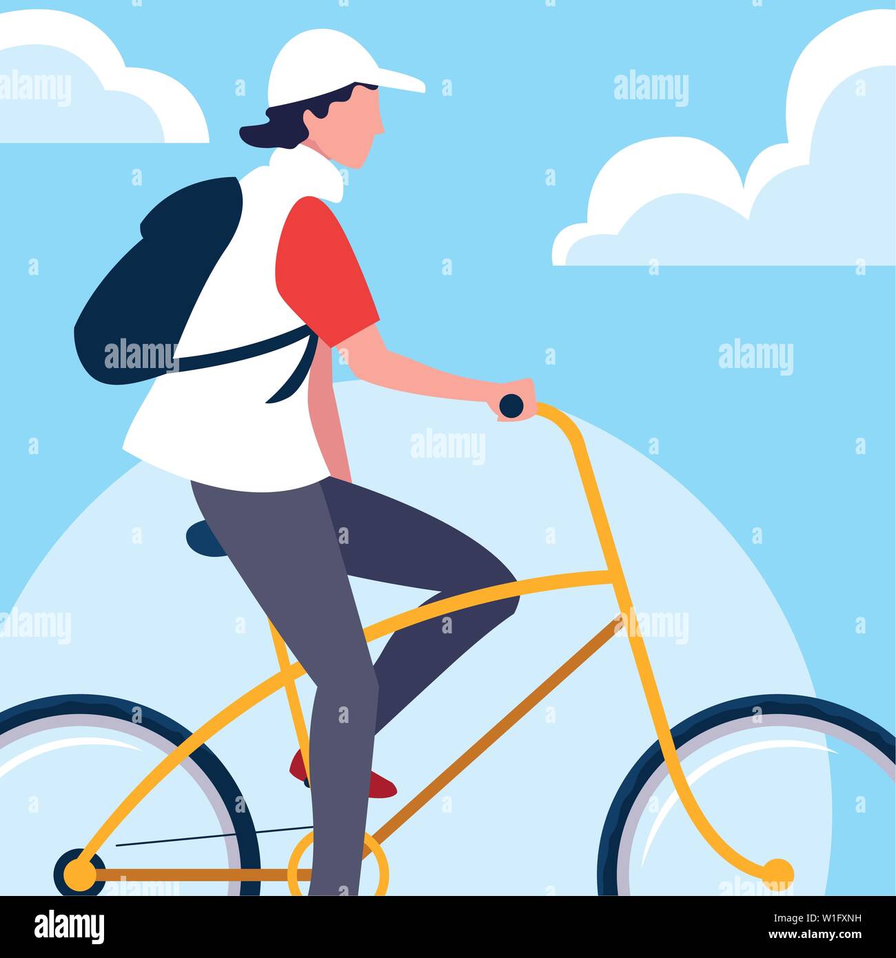 Man cap bicycle Stock Vector Images - Alamy