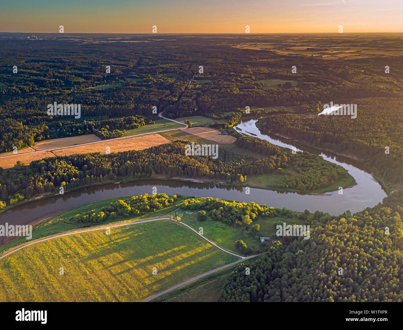 Aerial view of Neris river in Kernave , Lithuania Stock Photo - Alamy