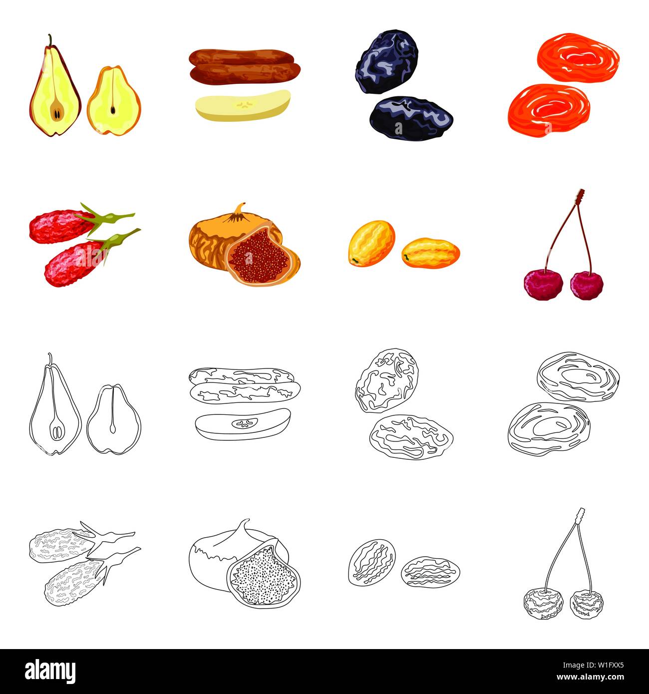 Vector illustration of food and raw sign. Collection of food and nature ...