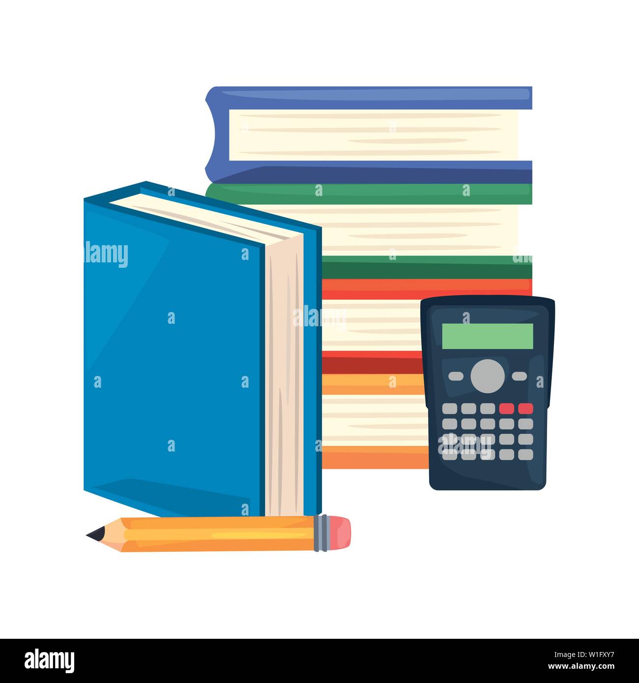 calculator books stacked pencil back to school vector illustration ...