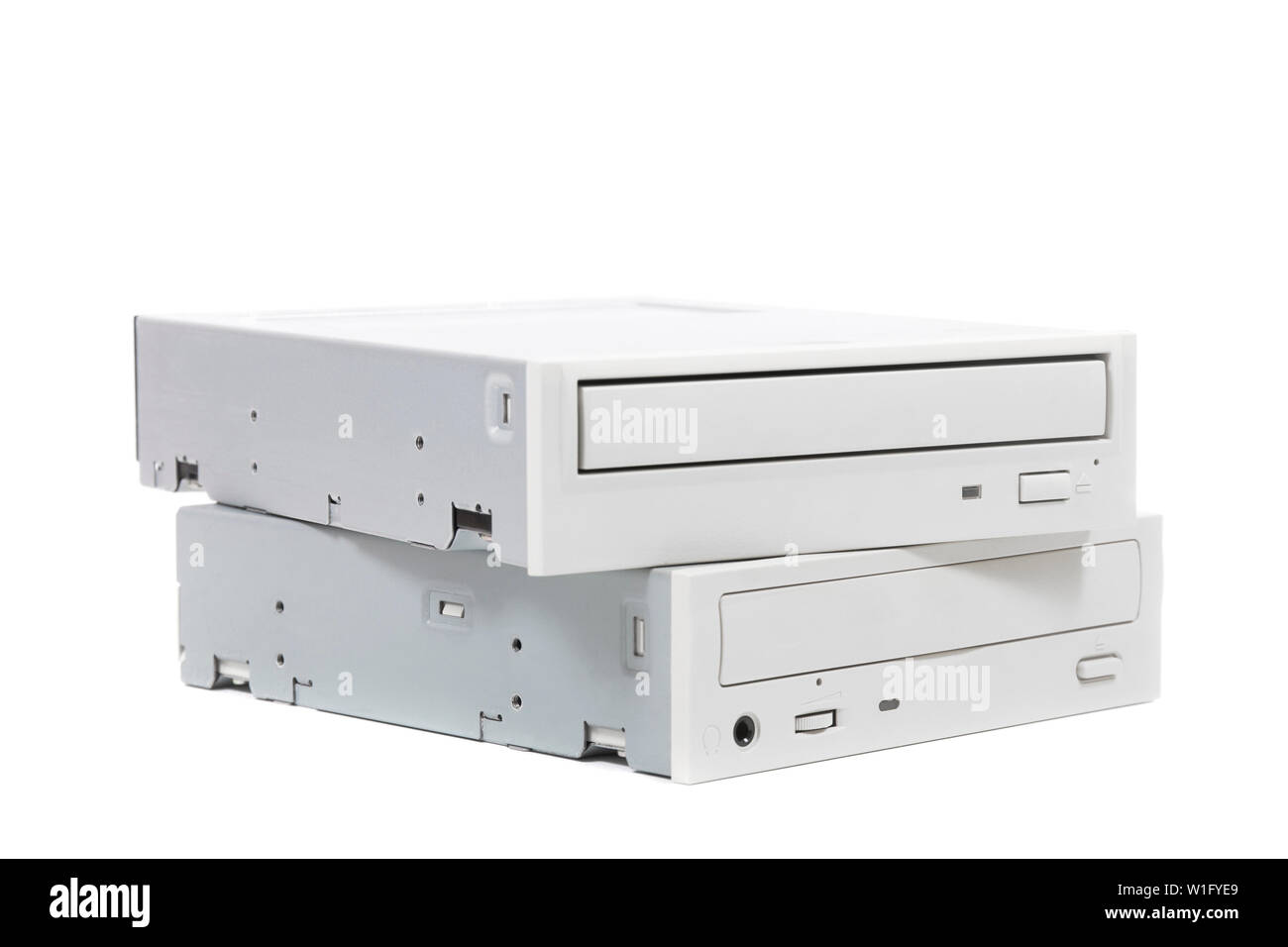 Two dvd-roms isolated on a white background Stock Photo - Alamy