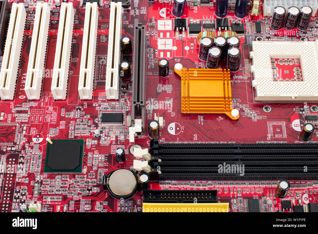 Close view of the main computer circuit board Stock Photo - Alamy