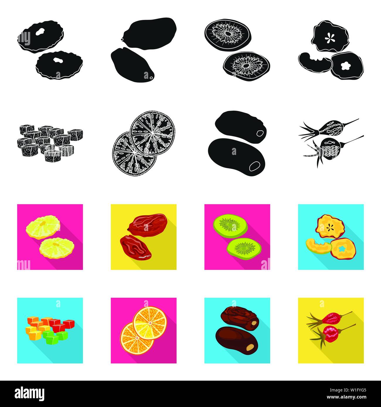 Vector illustration of food and raw logo. Collection of food and nature ...