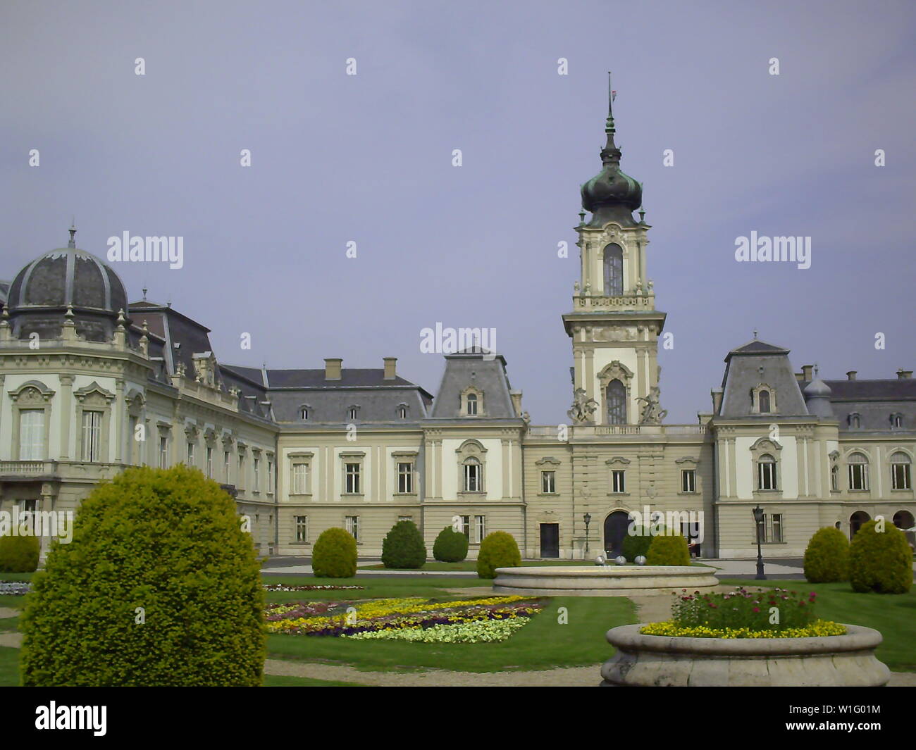 Festetics Palace courtyard. It is a large complex of buildings of the ...