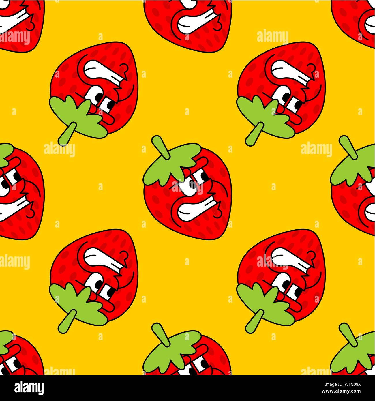 Angry strawberry pattern seamless. Evil berry background. fruit Vector ...