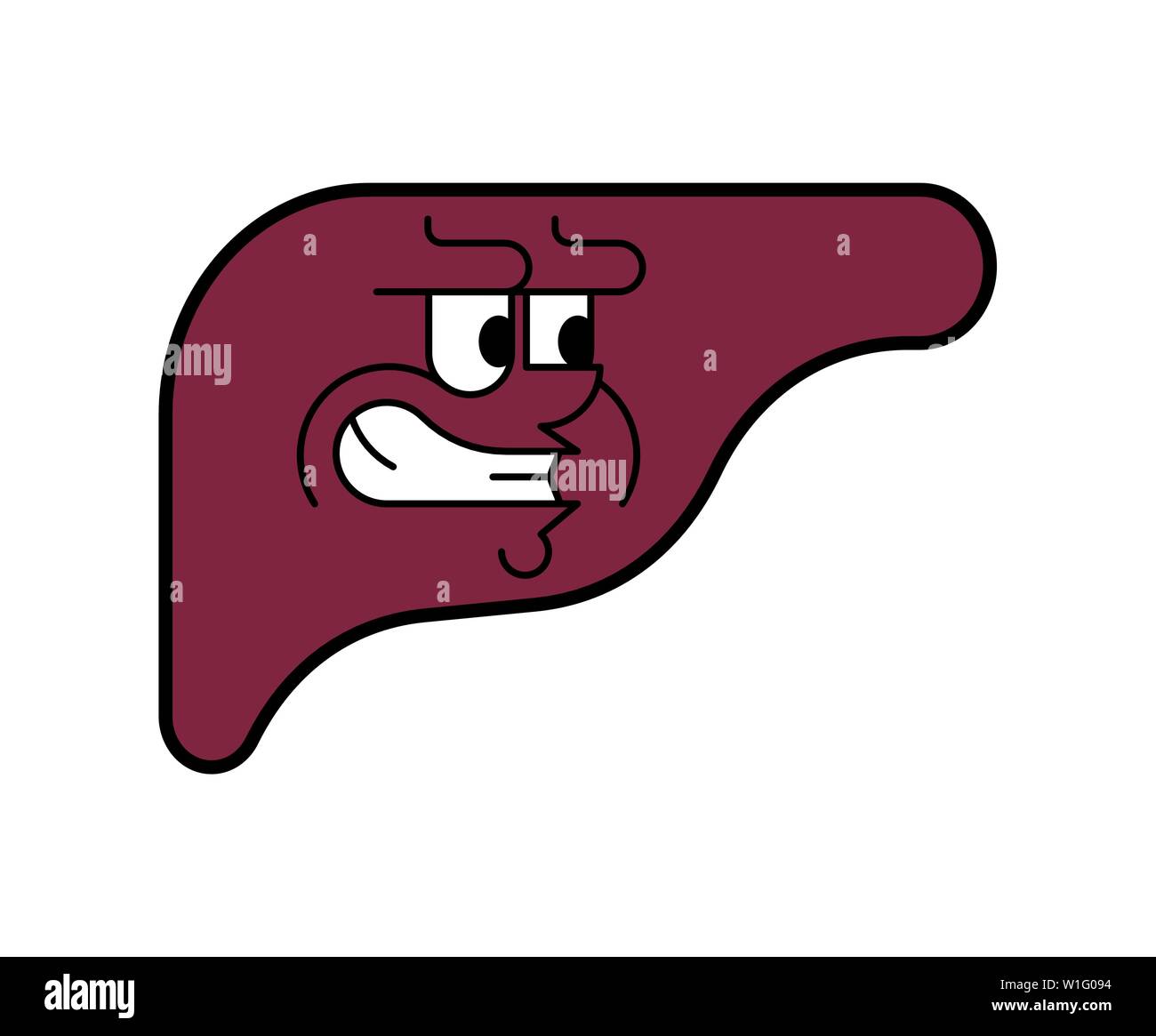 Angry liver. Evil Internal organ isolated. Terrible Anatomy Vector ...