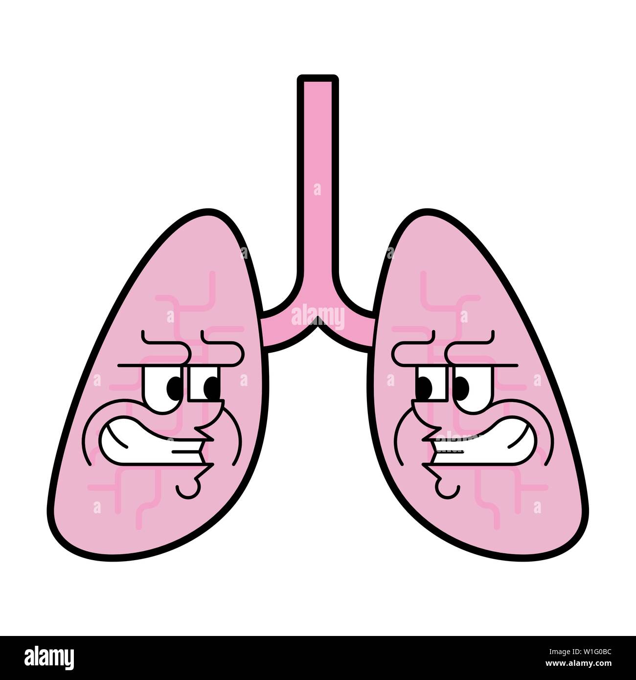 Angry Lungs . Evil Internal organ isolated. Terrible Anatomy Vector ...