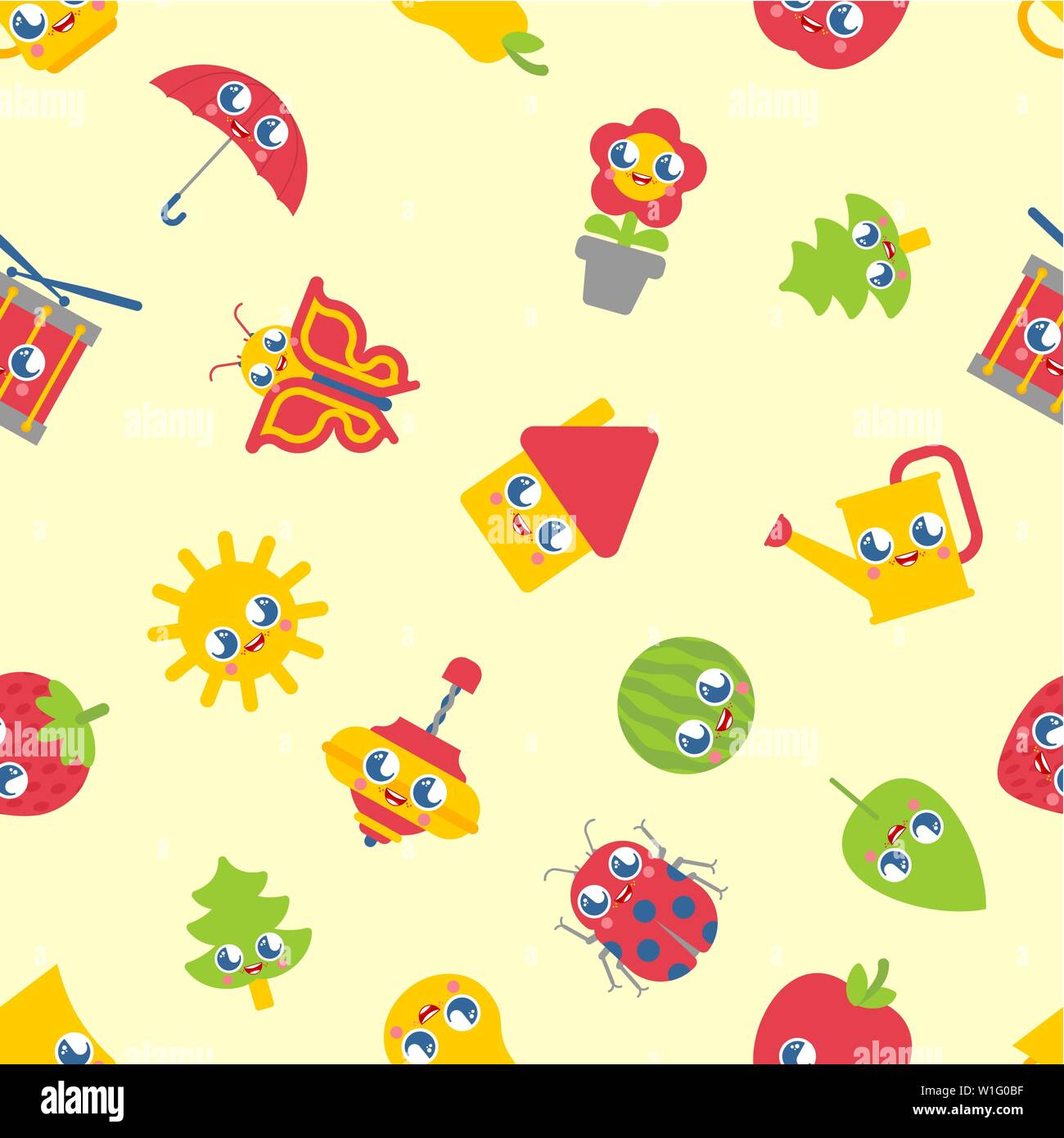 Cute baby Cartoon pattern seamless. Kawaii background. Children cloth ...