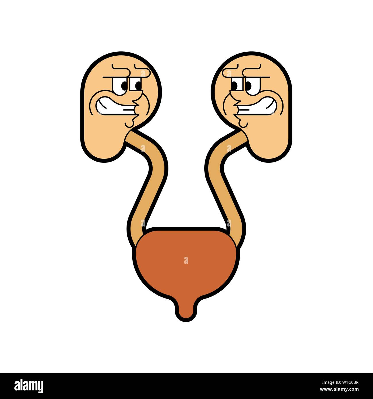 Angry Kidney. Evil Internal organ isolated. Terrible Anatomy Vector ...