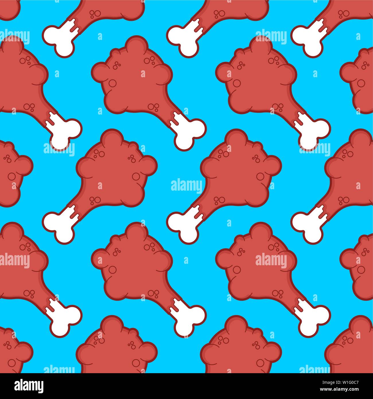Roasted Chicken Leg pattern seamless. Food background. Children cloth ...